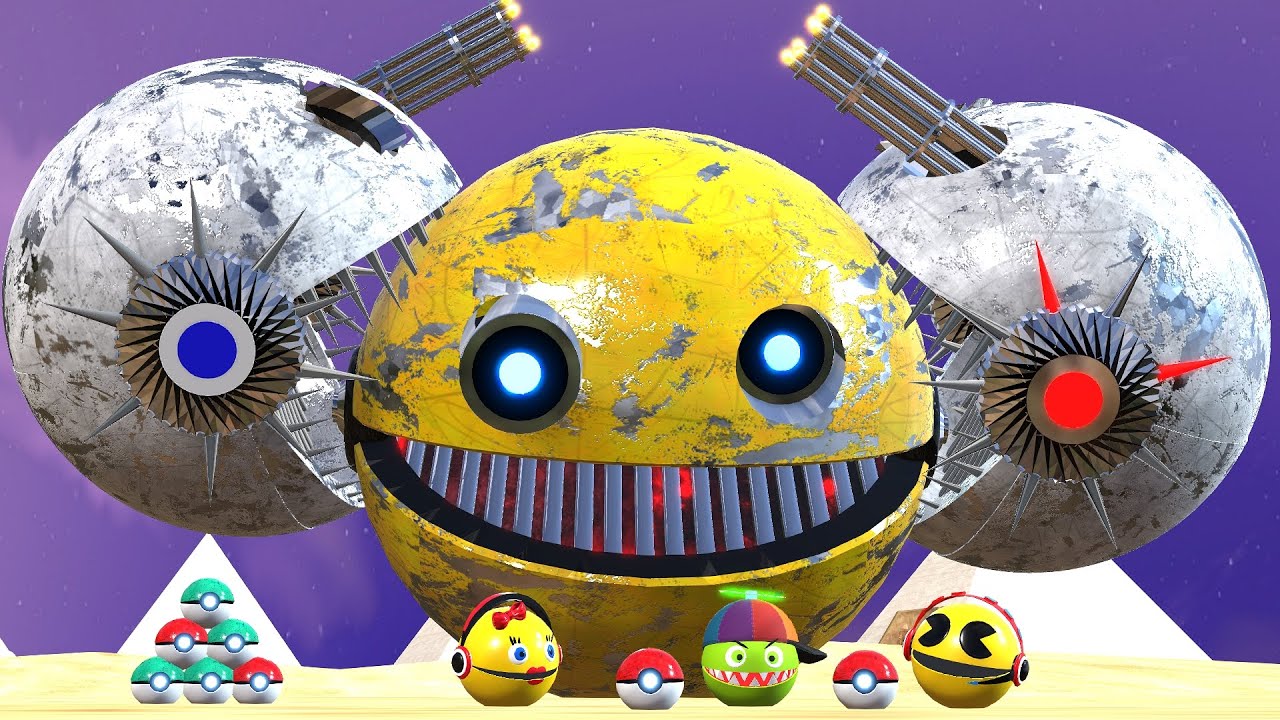 PACMAN AND MS-PACMAN VS ROBOT PACMAN MONSTER - YouTube
