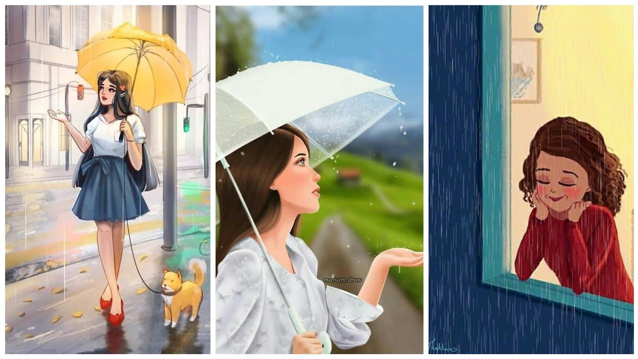 rainy day dpz for girls || girls photos in rain || rain photos - YouTube