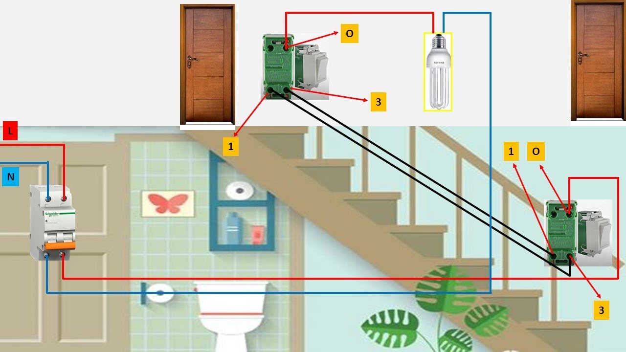 how to install the 3-way switch on the first floor and second floor ...