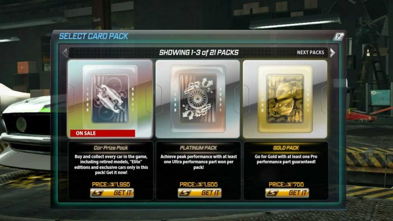 Need For Speed World Buying 5 Car Prize Packs updated with Class-E cars ...
