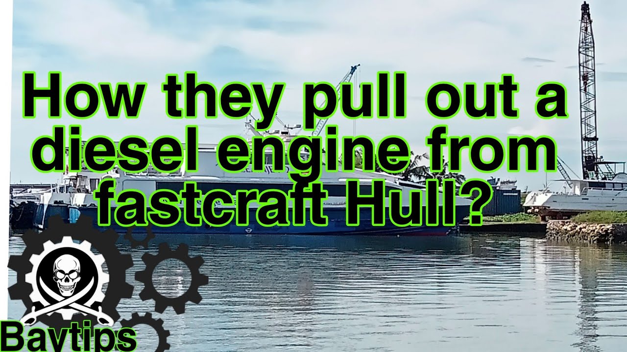Pulling out a fast craft 750hp ,5T diesel engine/ Oceanjet 10 - YouTube