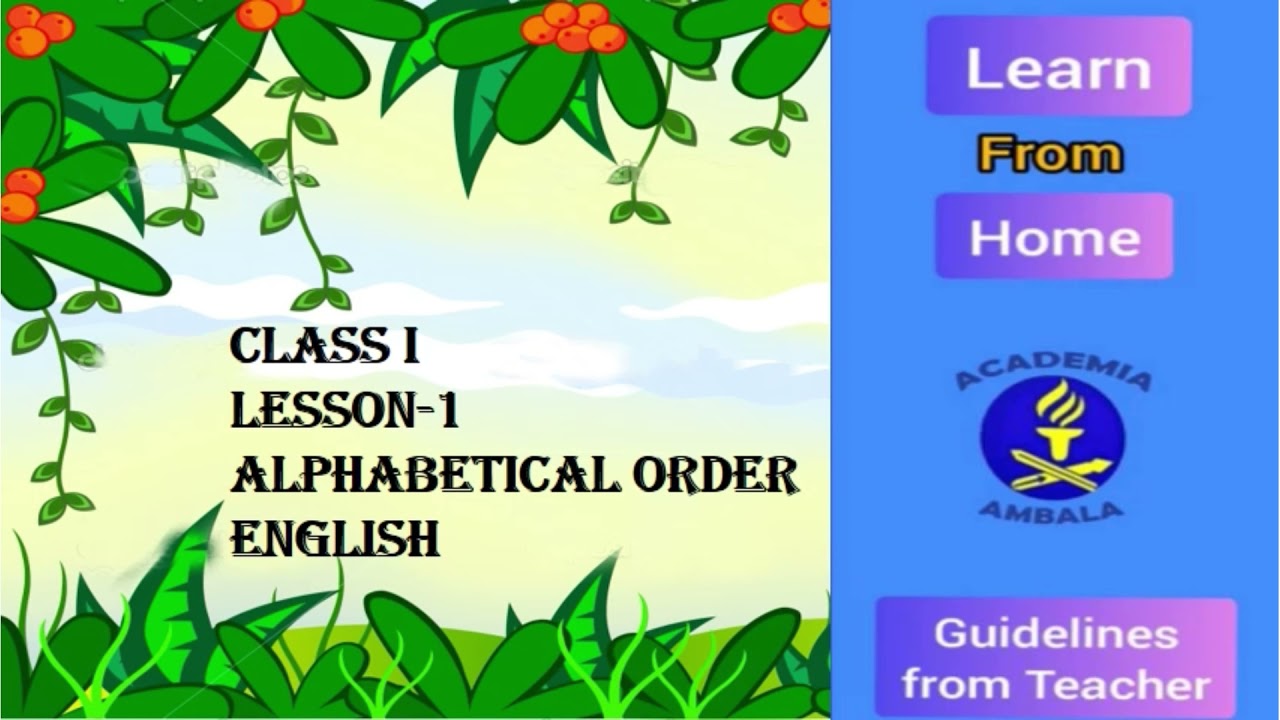 Class 1 Lesson 1 Alphabetical Order English Reader YouTube Class 1 Lesson 1 Alphabetical Order English Reader YouTube