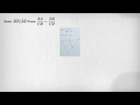 Given: overline (BD)Vert overline (AE) Prove: (BA)/(CB)=(DE)/(CD) - YouTube