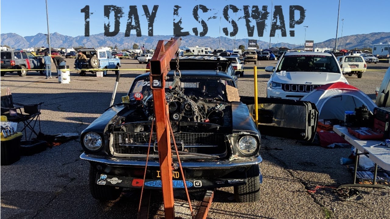 Insane 1 Day 1967 Mustang LS Swap at Roadkill Zip Tie Drags - YouTube