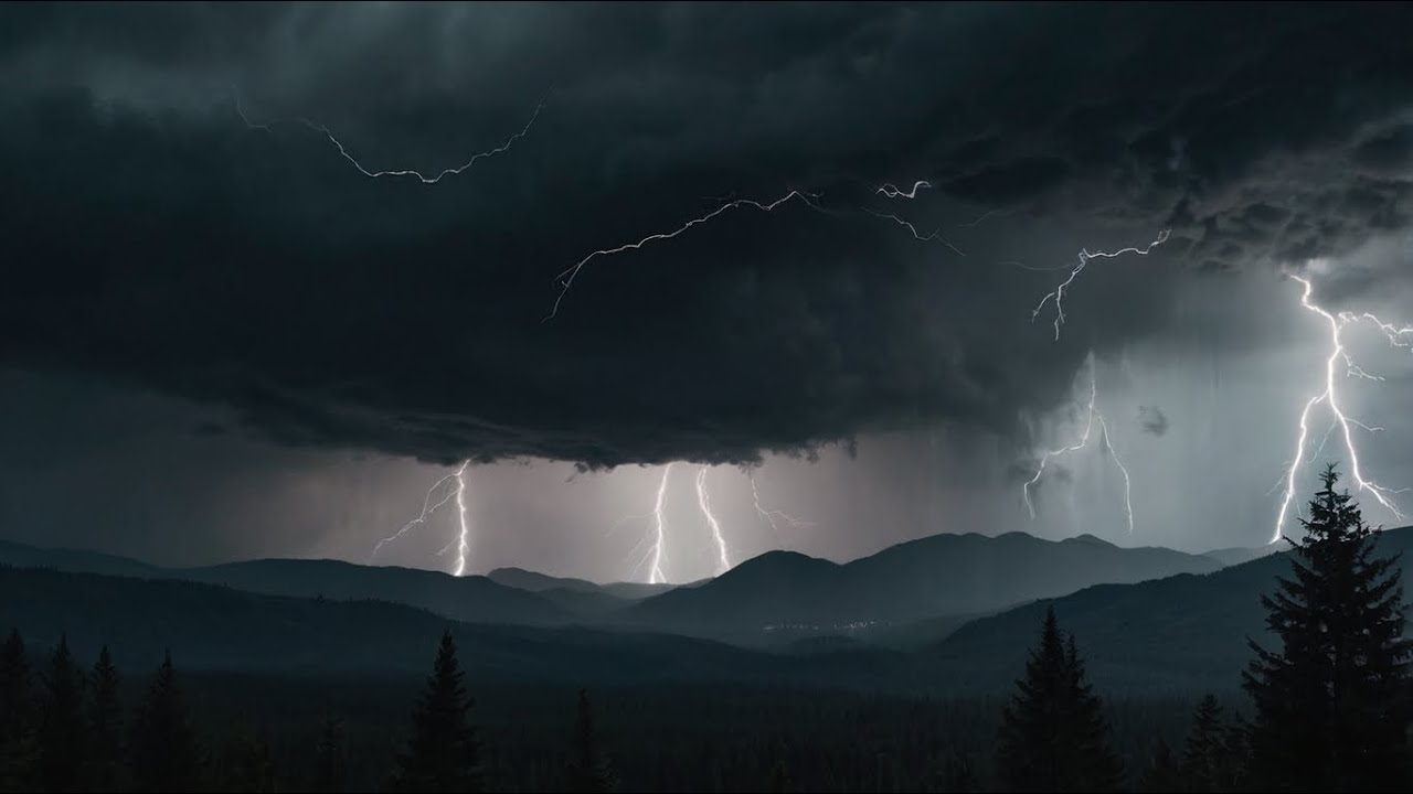 Midnight Thunderstorm – Calming Rain & Thunder Sounds - YouTube