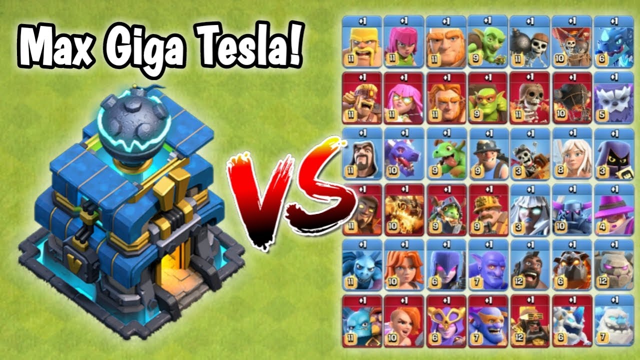 Town Hall 12 *Max Giga Tesla* vs All Max Troops⚡ || Clash of Clans ...