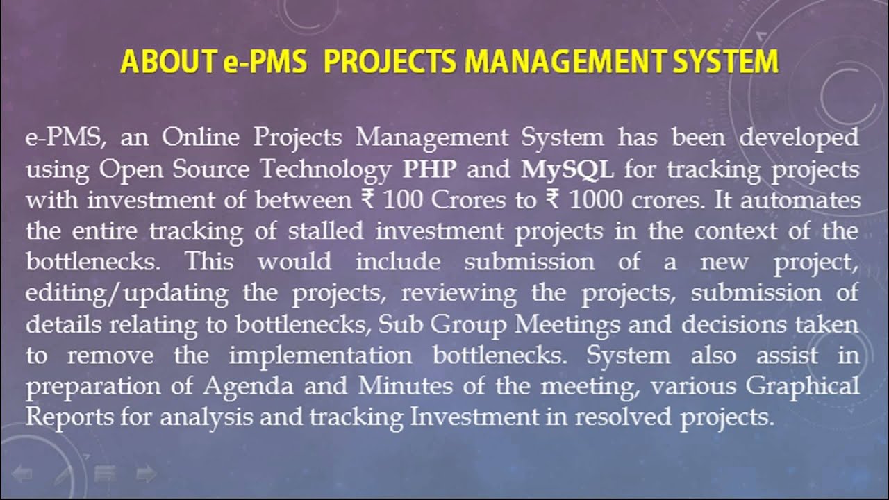 Introduction about epms Projects Management System (For State Portal ...