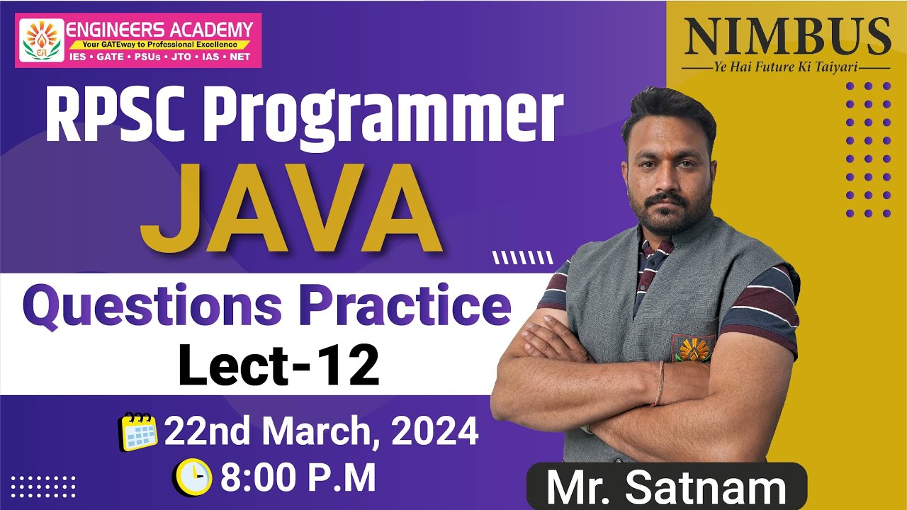 Rpsc Programmer 2024 Rpsc Programmer Java Practice Questions Lect 12