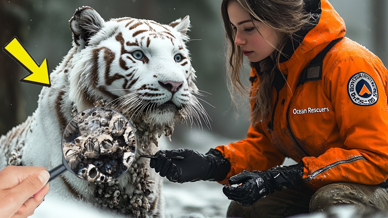A Snow tiger Covered in Millions of Barnacles & Parasites Bee Saved by ...