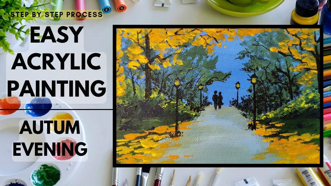 Easy Acrylic Painting l Autum Evening Painting - YouTube