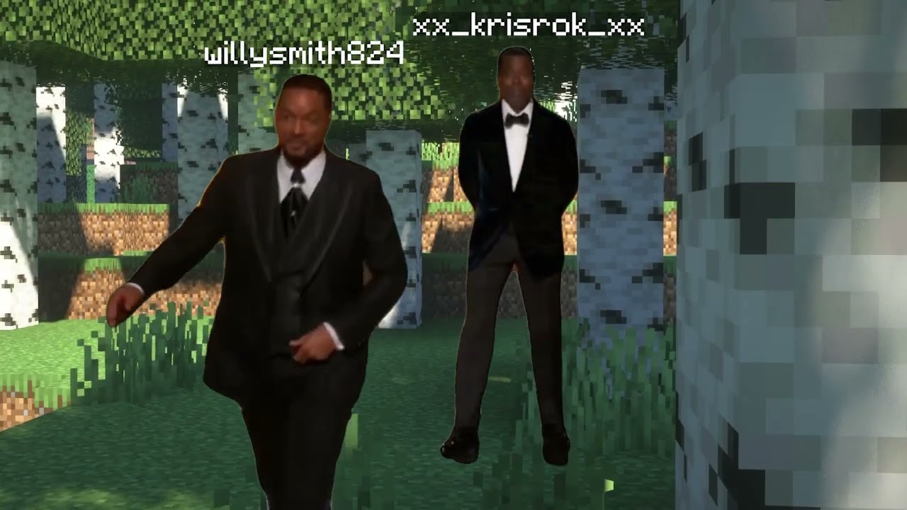 Will Smith smacks Chris Rock in Minecraft - YouTube
