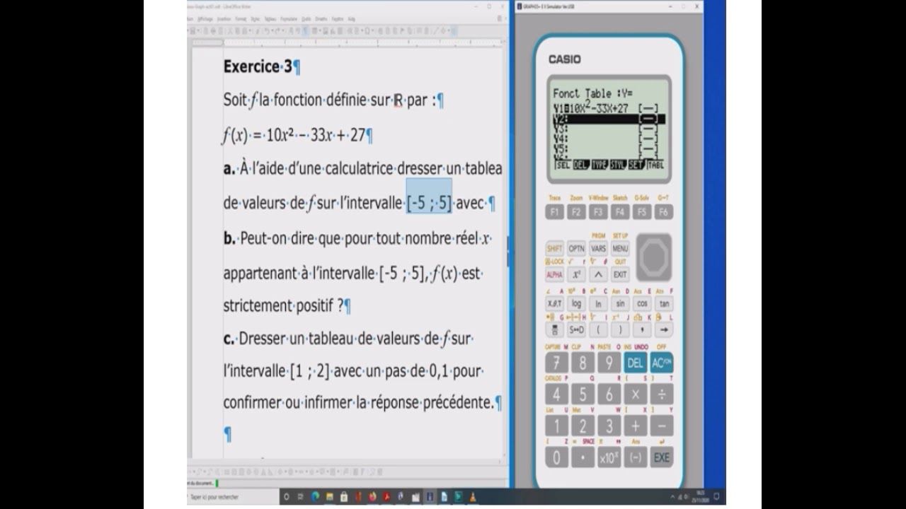 tabuler une fonction - YouTube