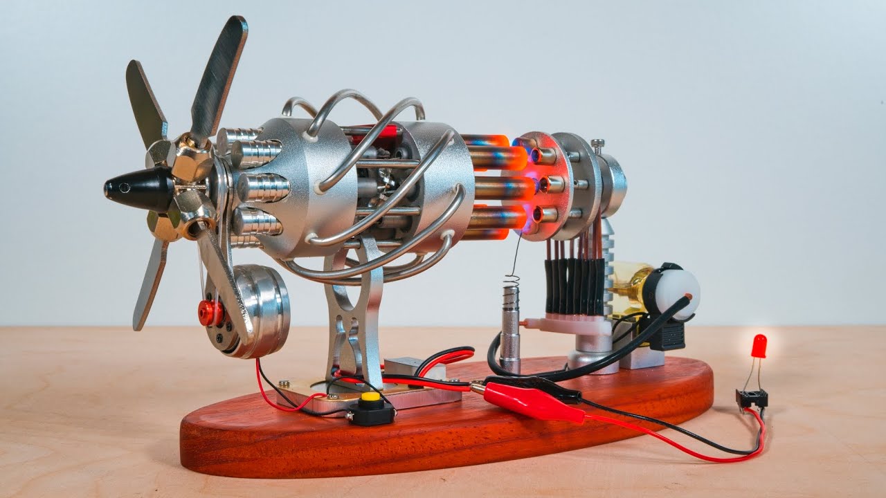 16 Cylinder Swash Plate Stirling Engine Generator Model with LED and ...