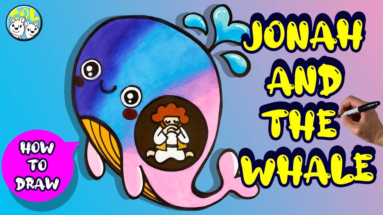 How to draw Bible story Jonah and the whale step by step for beginner ...