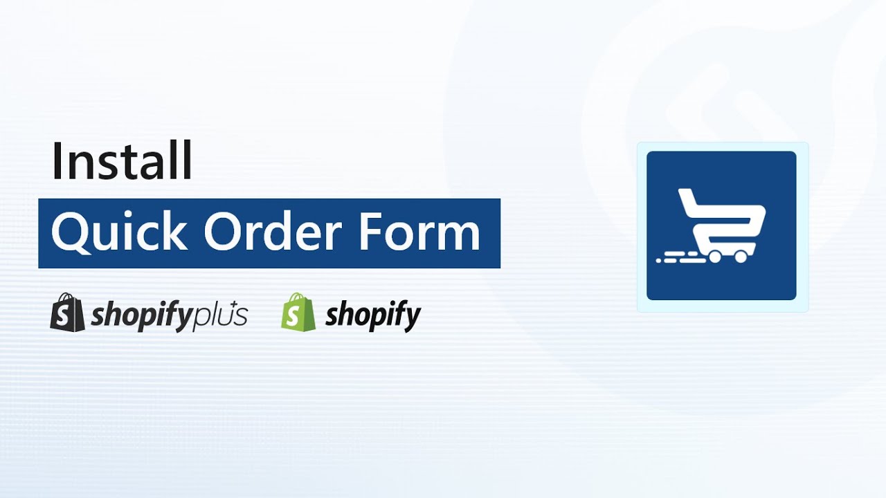 WQ Install Quick order form - YouTube