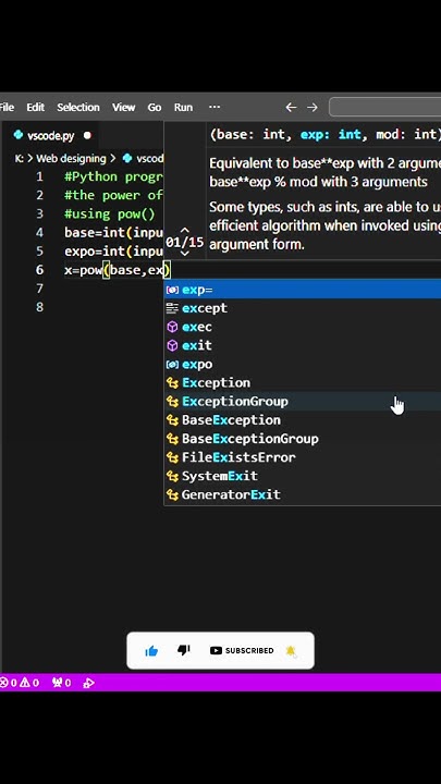 Python program to compute the power of a number using pow()function #python #coding #shorts ...