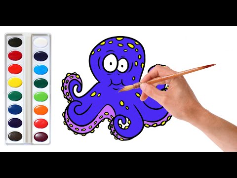 Drawing Standing Magic Octopus Step by Step, Easy Marker Color Painting ...