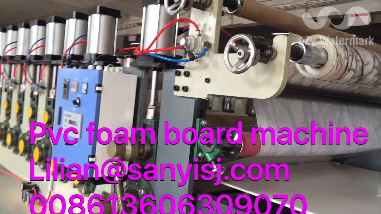 pvc foam board machine with lamination device - YouTube
