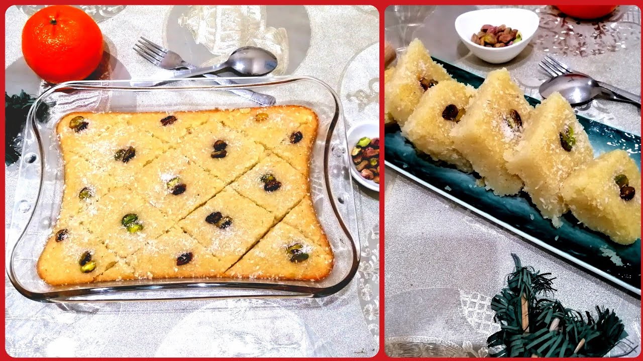 Middle Eastern Basbousa recipe | how to make semolina coconut cake ...