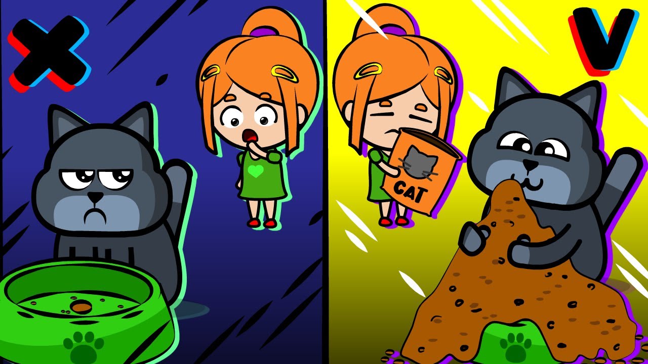 Chibi Stories. Cat and eat. - YouTube