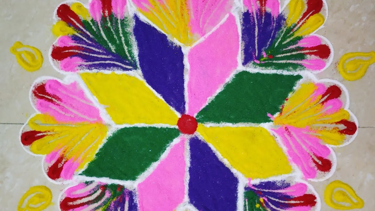 Very easy simple rangoli / muruja design - YouTube