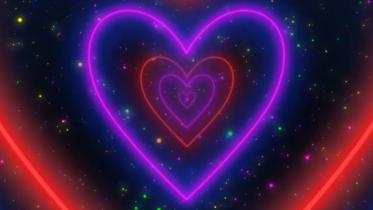 Love Heart । Neon Lights Love Heart Tunnel and Abstract Glow Particles ...