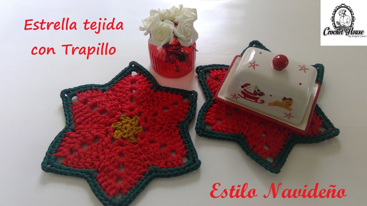 ESTRELLA NAVIDEÑA TEJIDA CON TRAPILLO | ESTRELLA A CROCHET USANDO ...