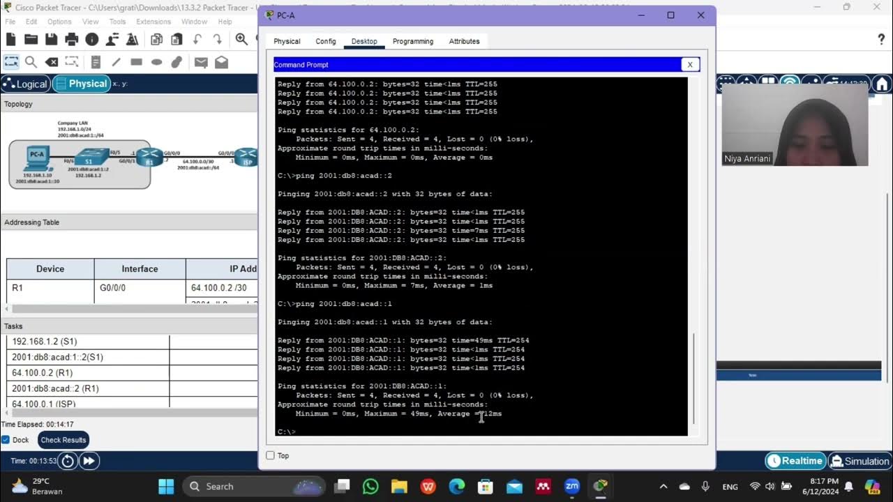 TUGAS 6 lab 13.3.2 use ping and traceroute to test network connectivity ...