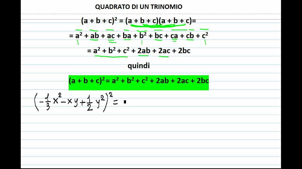 Quadrato del Trinomio - YouTube