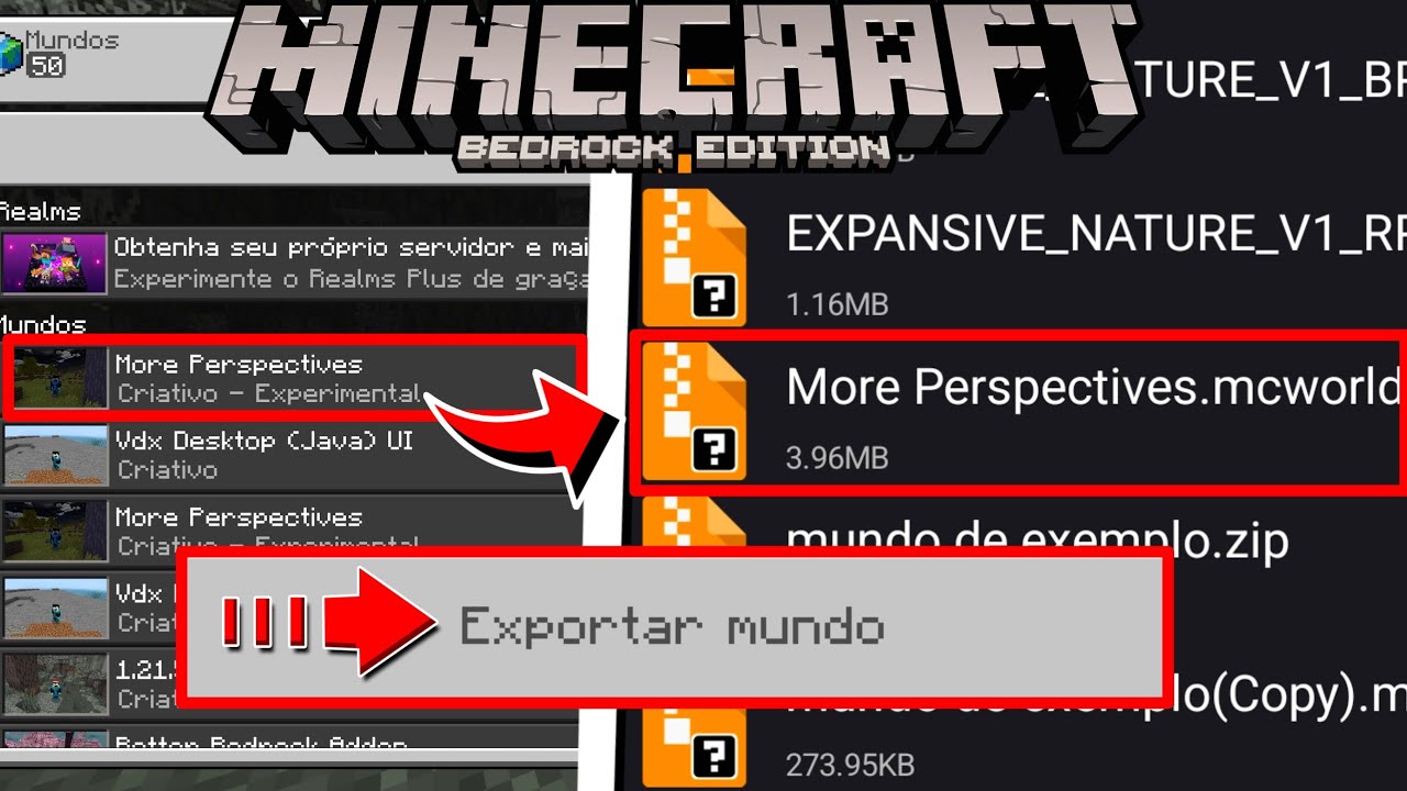 FINALMENTE - COMO EXPORTAR MUNDOS NO MINECRAFT PE 1.21 | SEM ERRO !! - YouTube