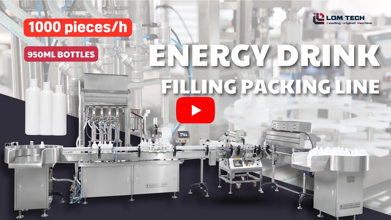 LOM Full automatic 950ml Energy drinks filling capping and labeling and ...