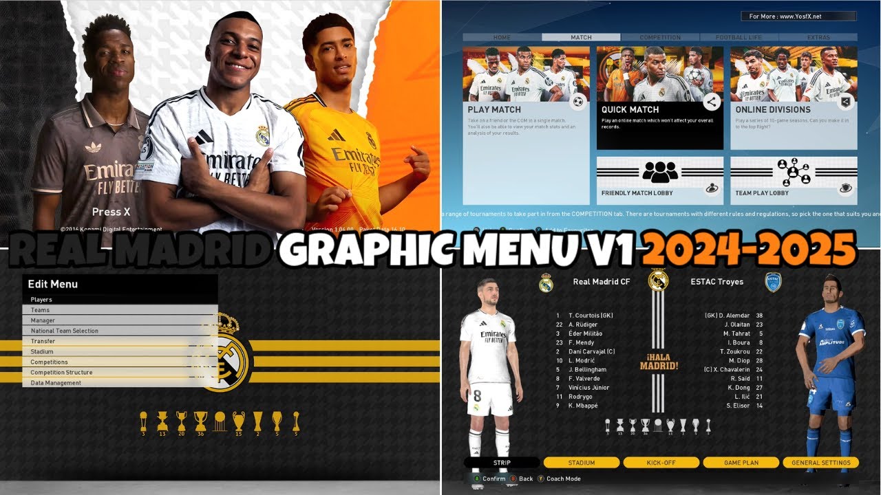 PES 2017 | REAL MADRID GRAPHIC MENU V1 2024 - 2025 - YouTube