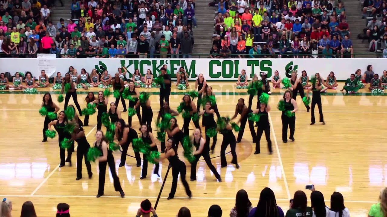 Ahs Colt kickers pom routine 2014-15 pep rally - YouTube