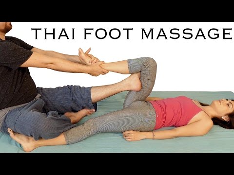 Foot & Leg Massage Tutorial, Thai Body Work, How to, Spa Techniques, Relaxing Music, HD 60 fps