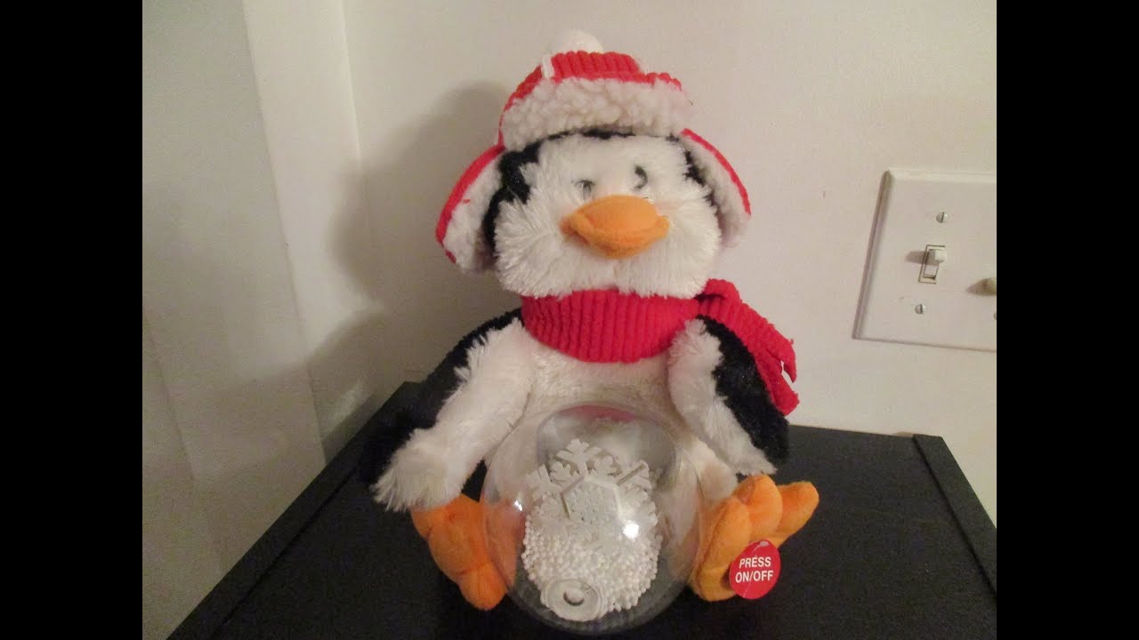 Sound N Light Animated Plush Penguin Singing With Snow Globe and ...