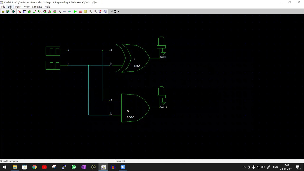 Experiment 2 || Half Adder using Gates || EDA LAB || 7th SEM || ECE ...