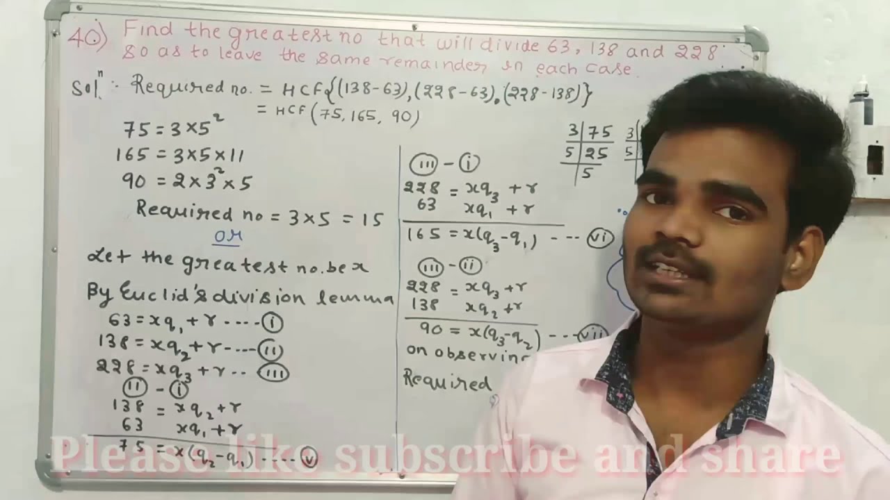 40 Find The Greatest Number That Will Divide 63 138 And 228 So As To 40-find-the-greatest-number-that-will-divide-63-138-and-228-so-as-to
