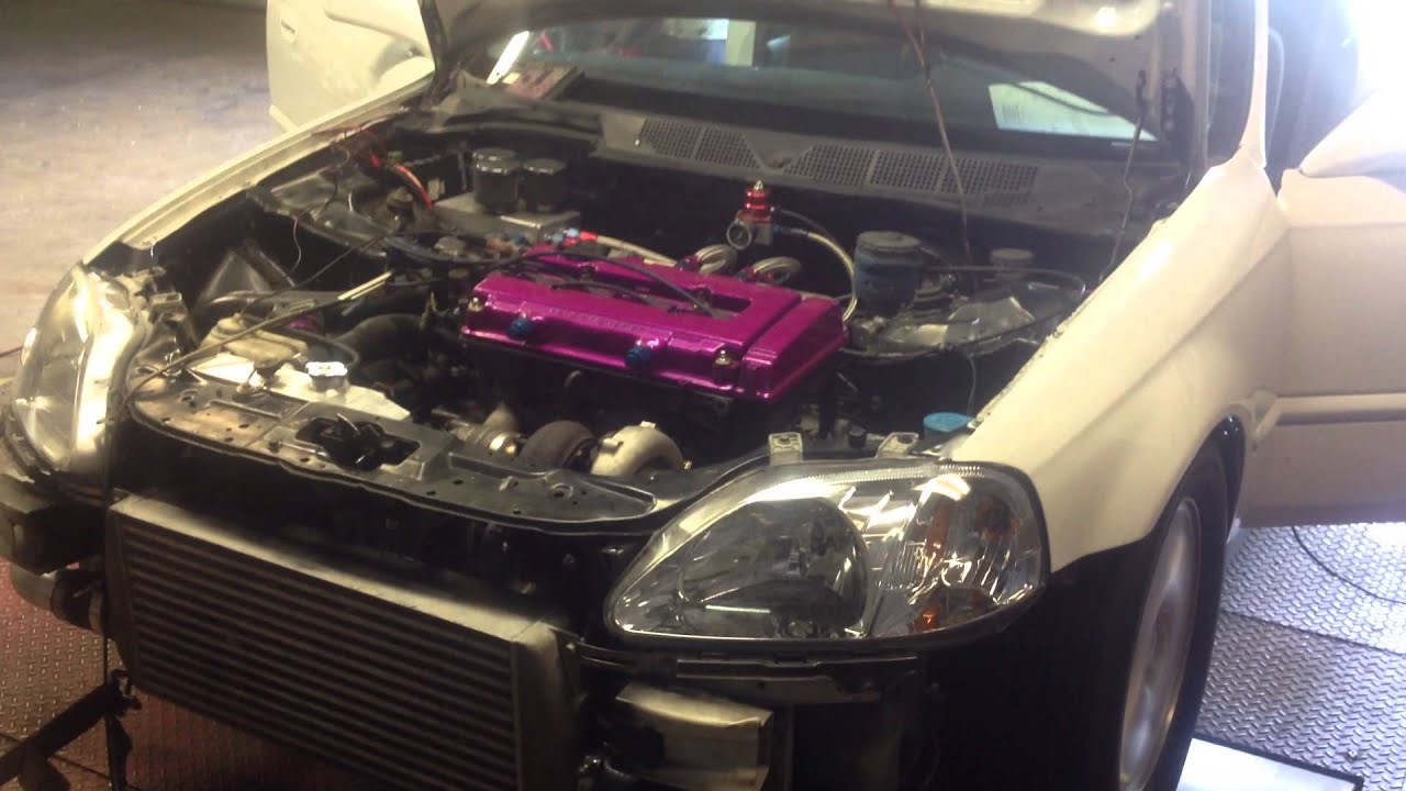 Brian's LS/VTEC civic 453whp @ 16.6psi - YouTube