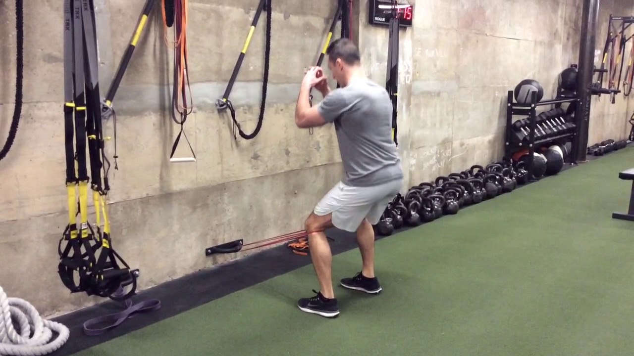 Resistance Band Low Attached TKE Squat - YouTube