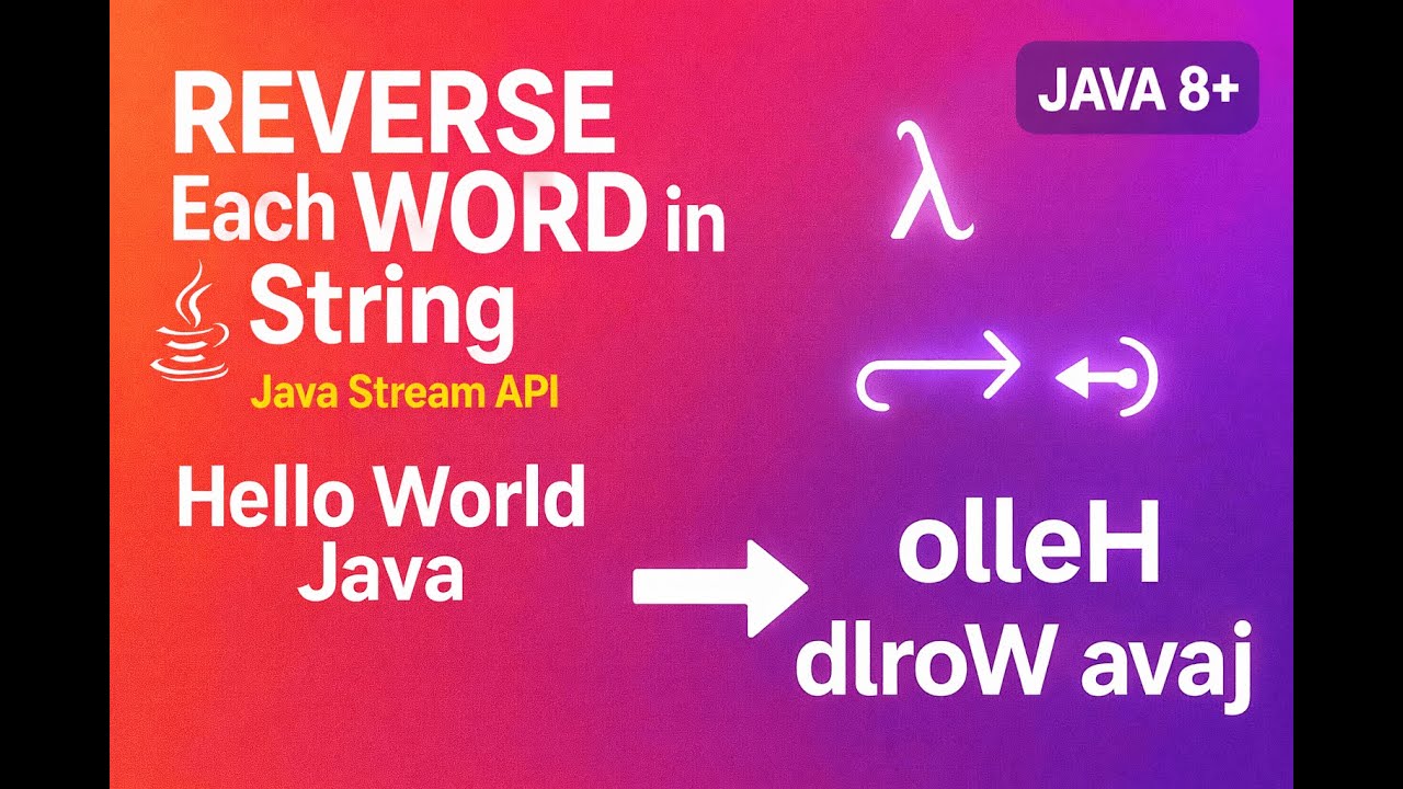 Reverse Each Word of a String in Java Using Stream API | Interview Question | WIPRO | TCS - YouTube