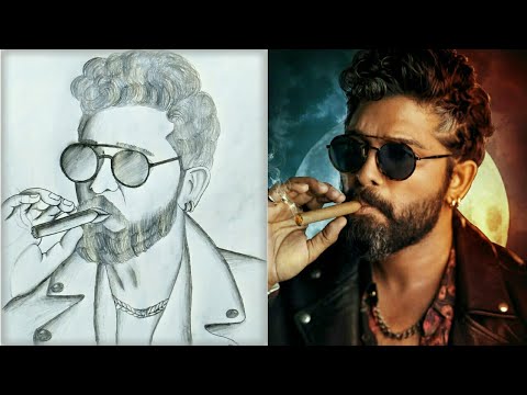 Allu Arjun Icon Drawing - How to Draw the Star Iconic Actor - YouTube