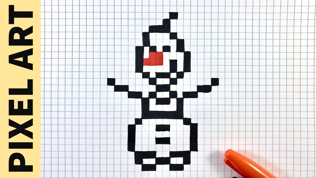 Come disegnare Olaf Pixel Art | How to draw olaf pixelart - YouTube
