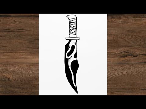 How to draw GHOSTFACE in knife - SCREAM │ EASY drawing for beginners │ Easy things to draw