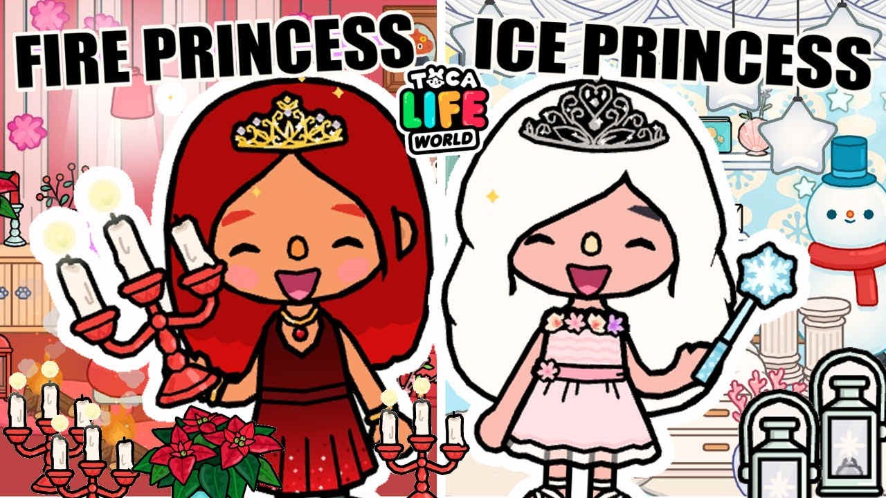 TOCA BOCA house ideas 🌬️ ICE PRINCESS vs FIRE PRINCESS 👩‍🚒 TOCA LIFE ...