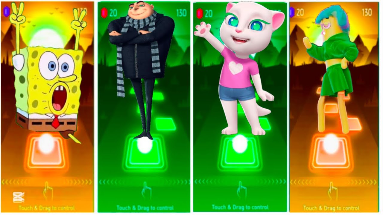 Tiles_hop spongebob 🆚 gru 🆚 angela 🆚 sosigios - YouTube