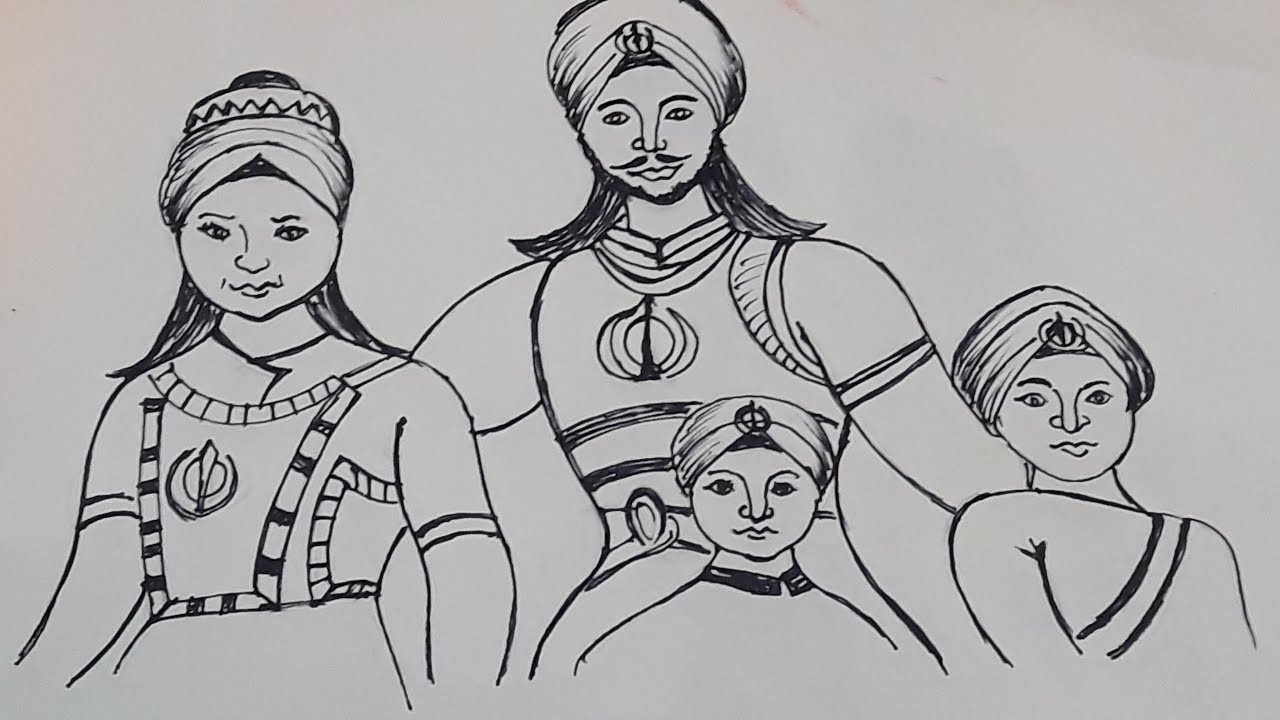 How To Draw Chaar Sahibzade || Step By Step || Sirhind || Fatehgarh ...