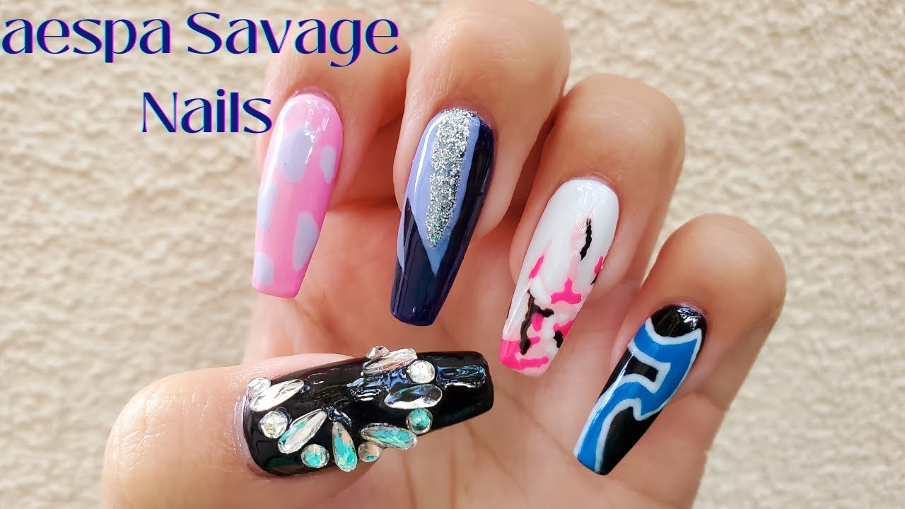 aespa Savage MV Inspired Nails - YouTube