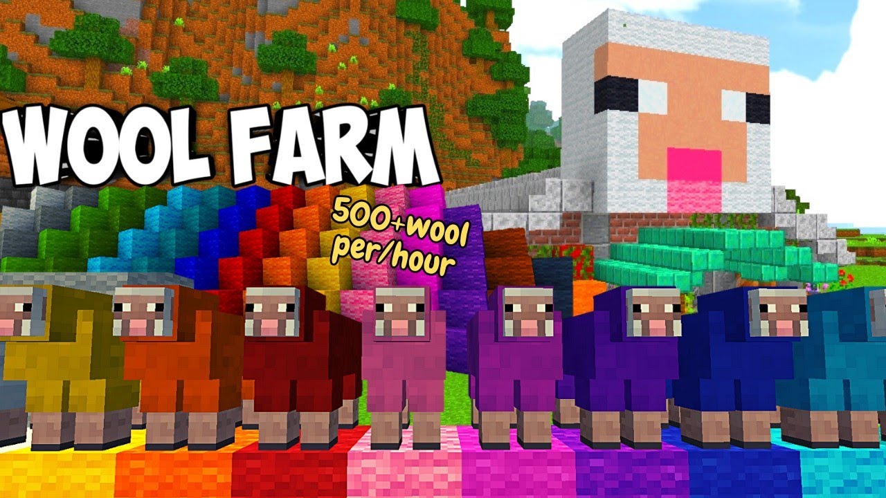 Easy Colorful Wool Farm in Minecraft PE! | All 16 Colours wool - YouTube