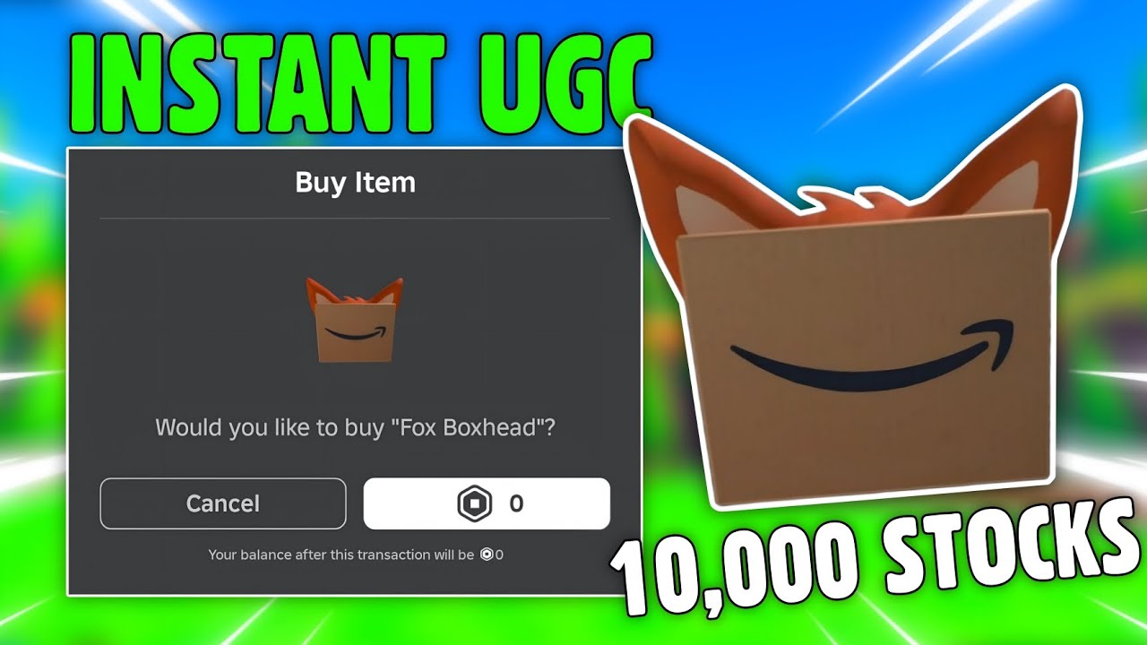 [ 10K STOCKS ] Roblox Instant UGC Script ~ Get Fox BoxHead Instantly ...