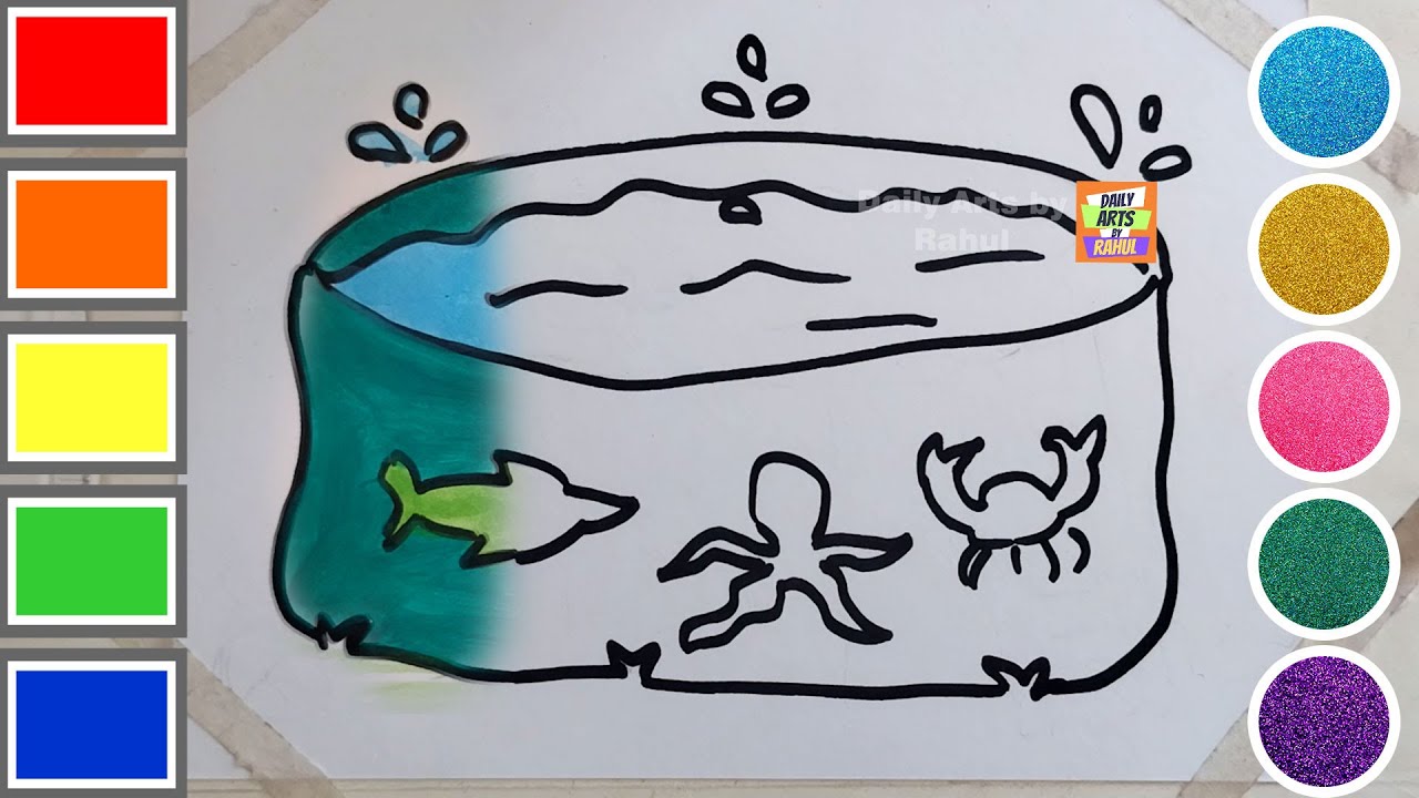 Inflatable Pool Drawing & Coloring Page for Toddlers | Child Art ...